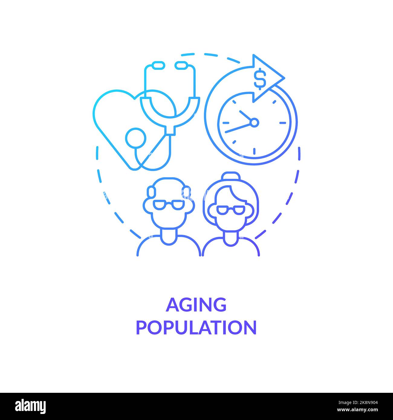 Increasing proportion of older people blue gradient concept icon Stock ...