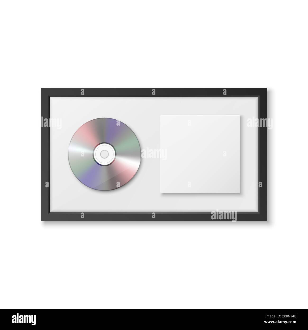 Realistic Vector 3d CD, Label with Black CD Cover Frame Isolated on ...