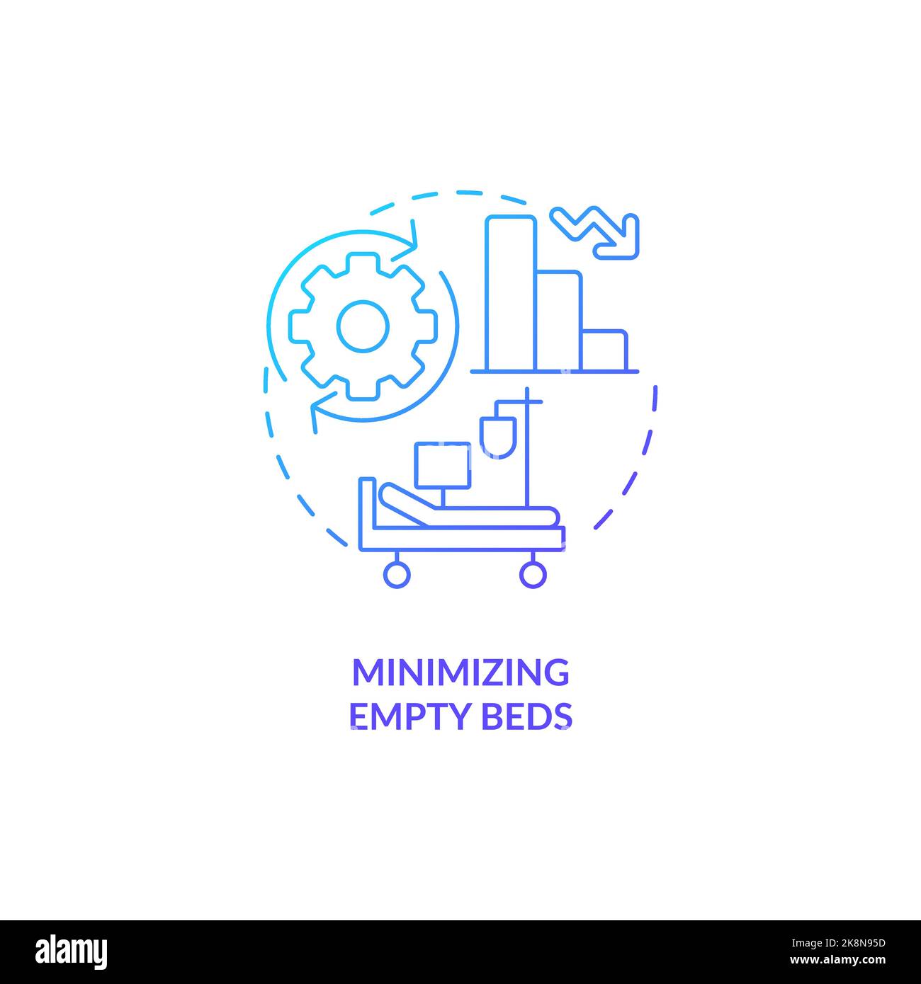 Optimize empty beds amount blue gradient concept icon Stock Vector ...