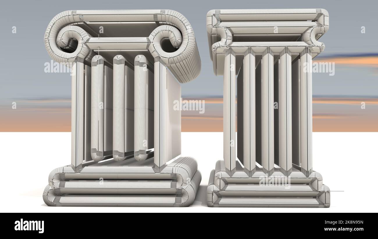 Modern 3D Illustration of architectural structures based on Archaic and ...