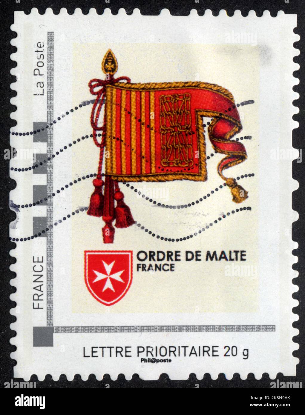 Timbre oblitéré Ordre de Malte, France, Lettre prioritaire 20 g, La ...