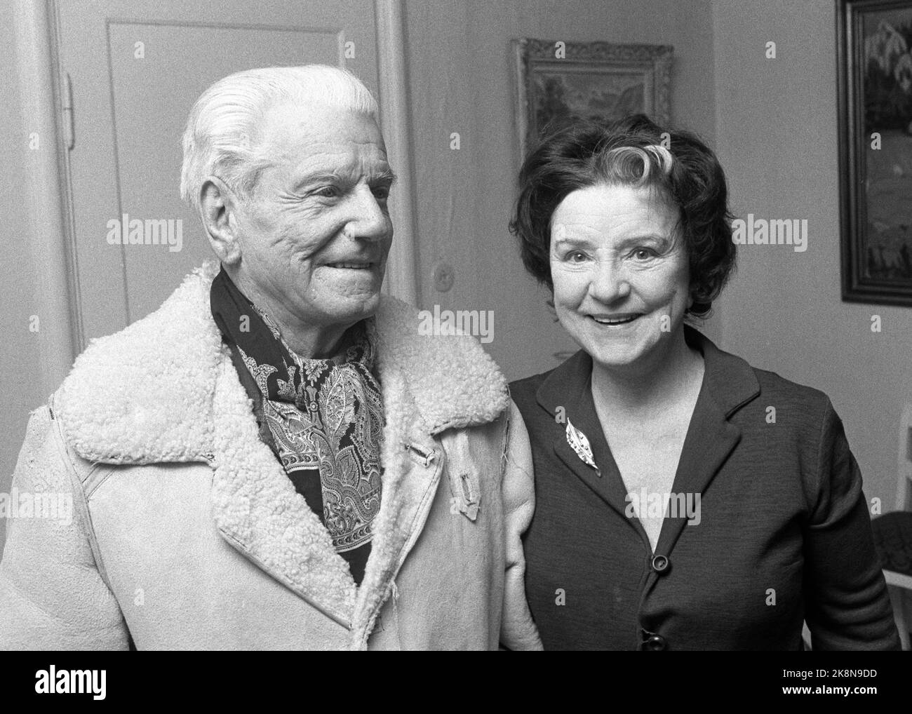 Oslo March 5, 1975. Actor Lillebil Ibsen with her husband director ...