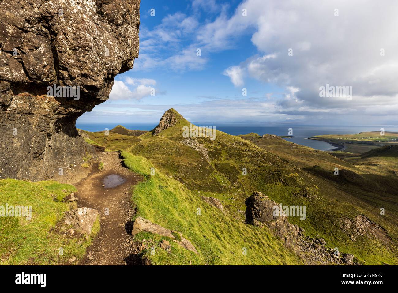 The path through the Quiraing and the coastline of the Isle of Skye ...