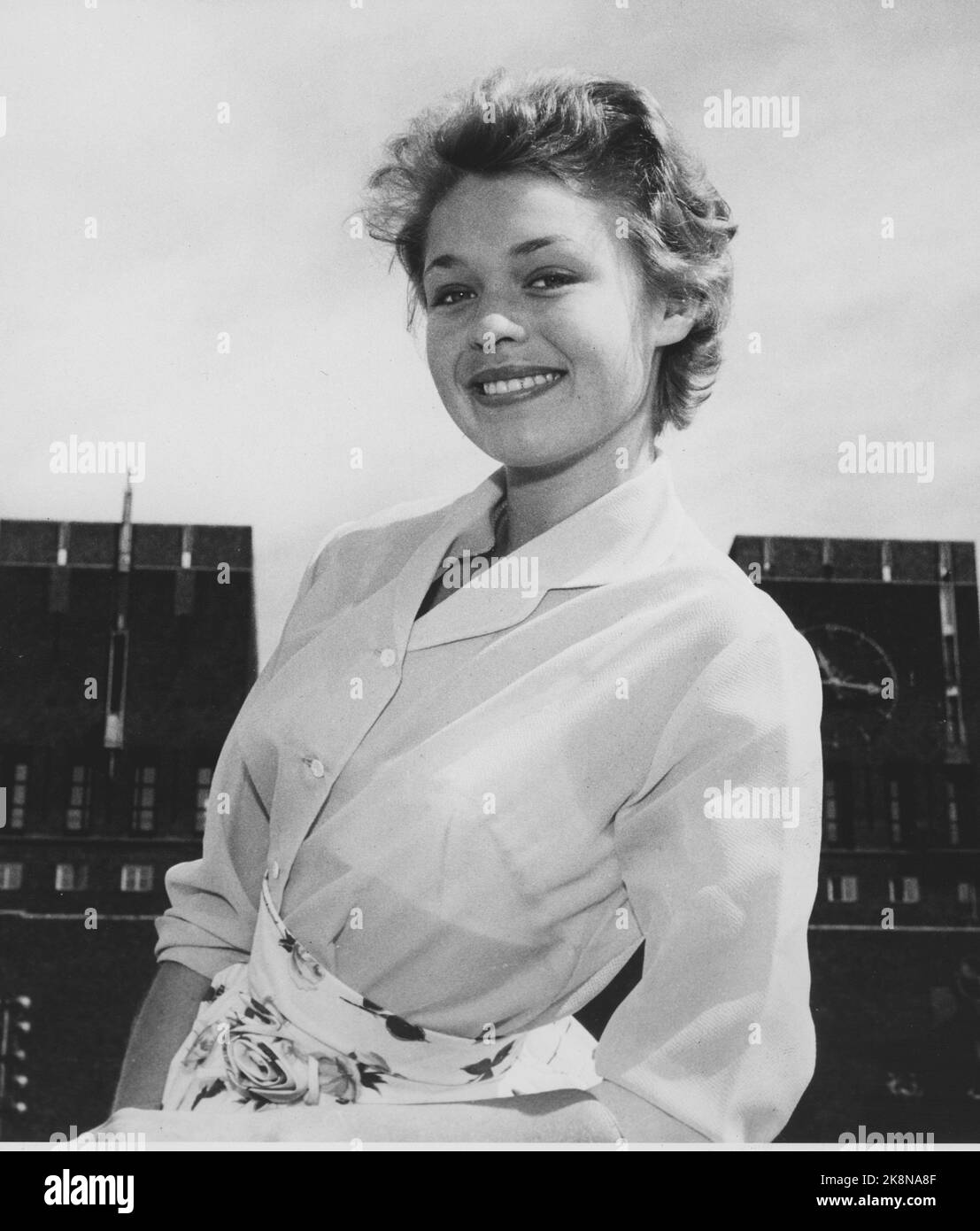 1959; Miss Norway. Jorunn Kristiansen from Moss wins the parade in Long ...