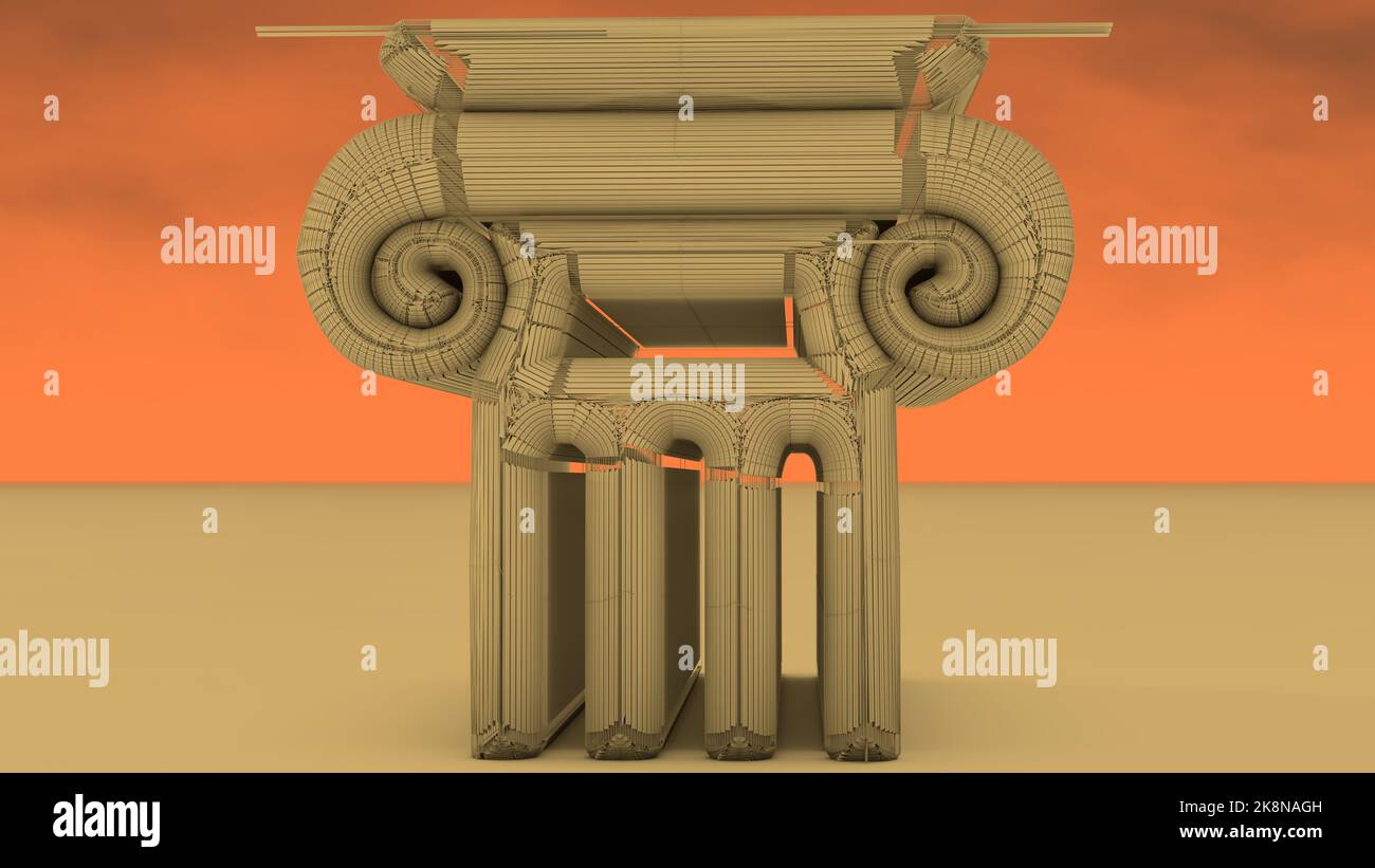 Modern 3D Illustration of architectural structures based on Archaic and ...