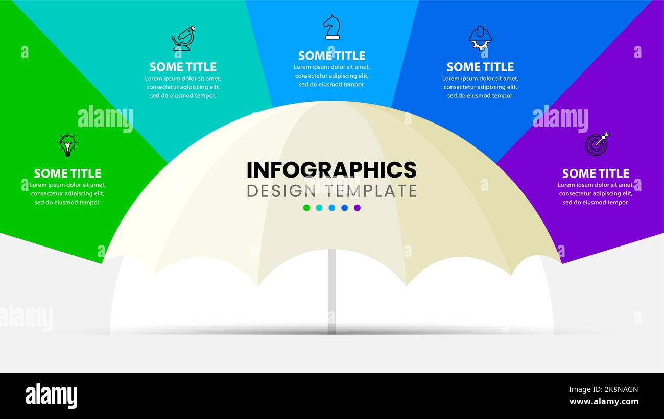 Infographic template with icons and 5 options or steps. Umbrella. Can ...