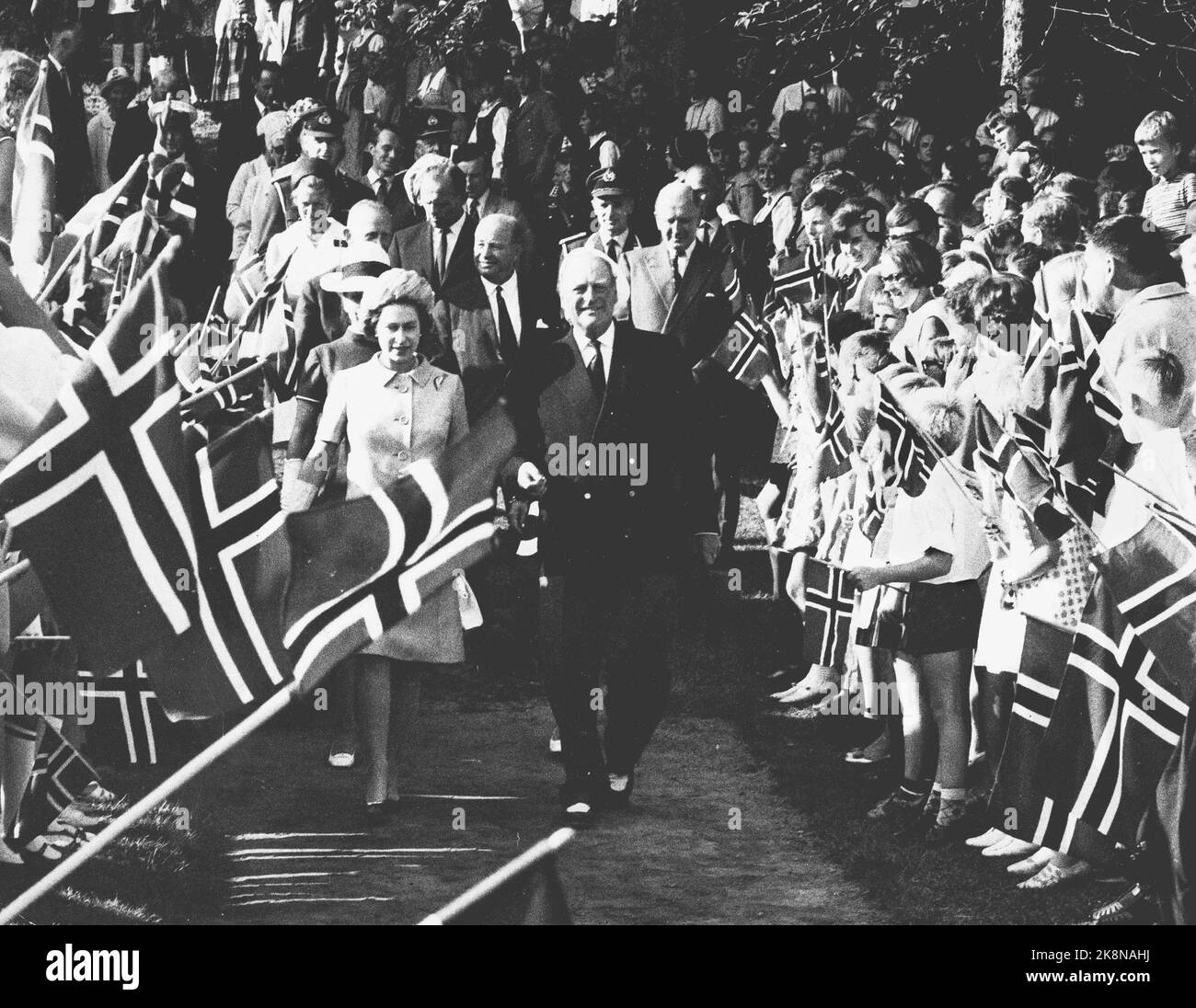 Åndalsnes 19690809. Queen Elizabeth II visiting Norway with the family ...