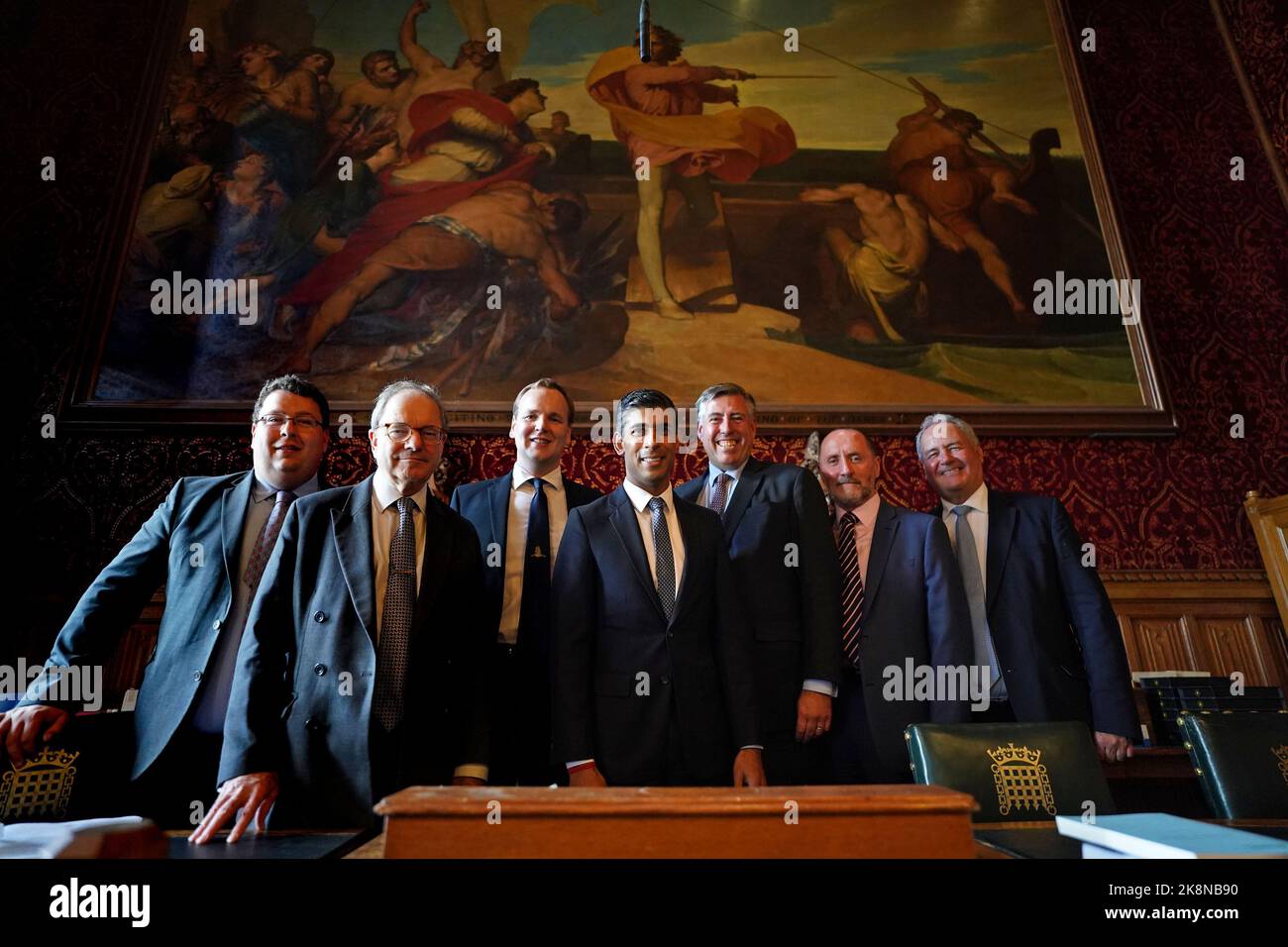 Rishi Sunak (centre) meeting with members of the 1922 Committee in the ...