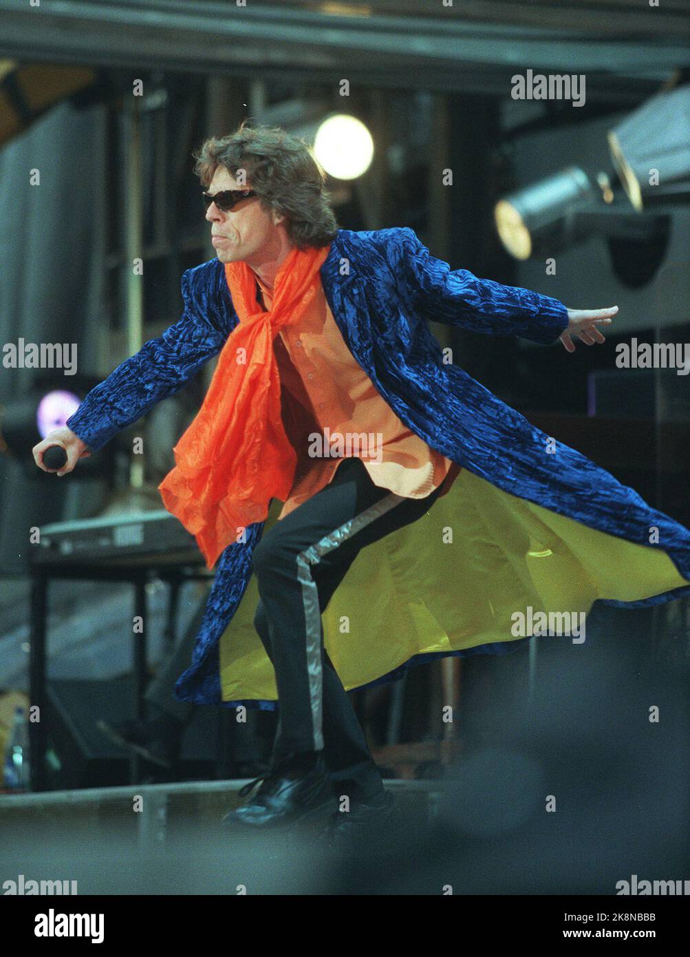 Oslo. Mick Jagger in famous pose at Valle Hovin in Oslo on Sunday ...