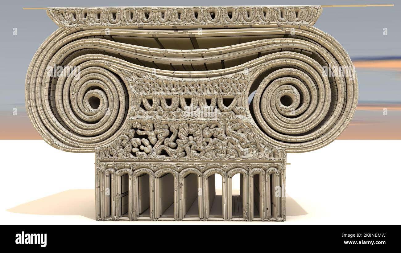 Modern 3D Illustration of architectural structures based on Archaic and ...