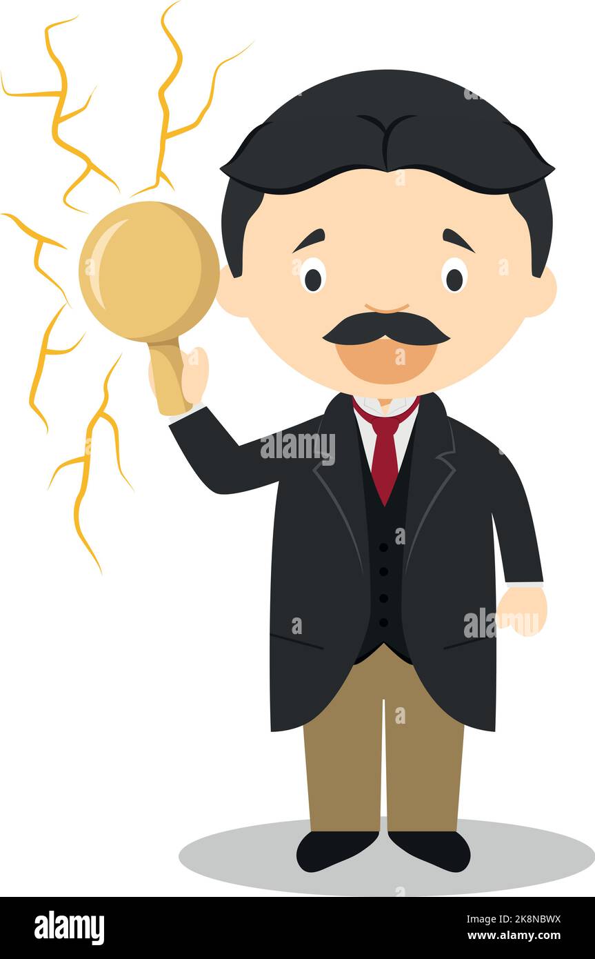 Nikola Tesla cartoon character. Vector Illustration. Kids History ...