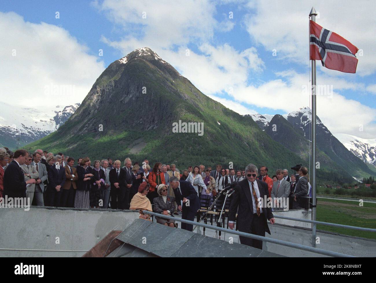 Fjærland 31 May 1991. Queen Sonja opens the Norwegian Bremuseum in ...