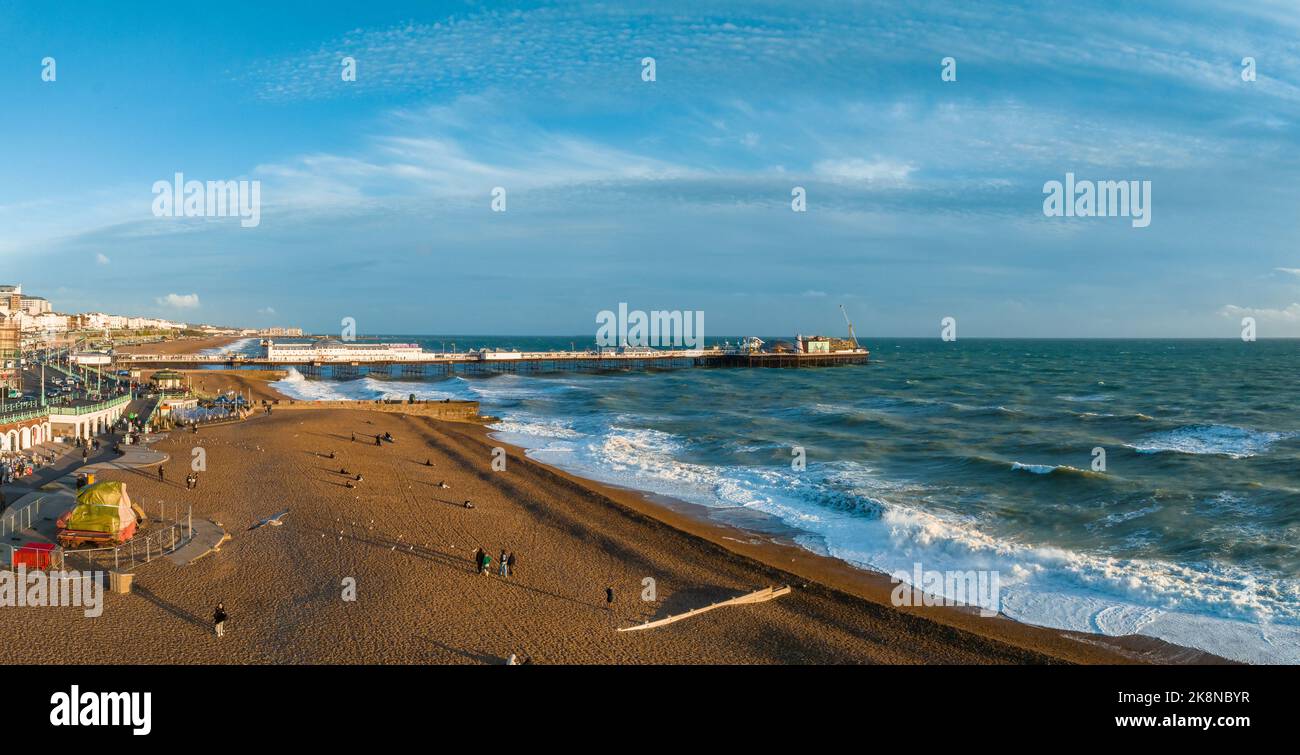 Beautiful Brighton beach view. Magical sunset and stormy weather in ...