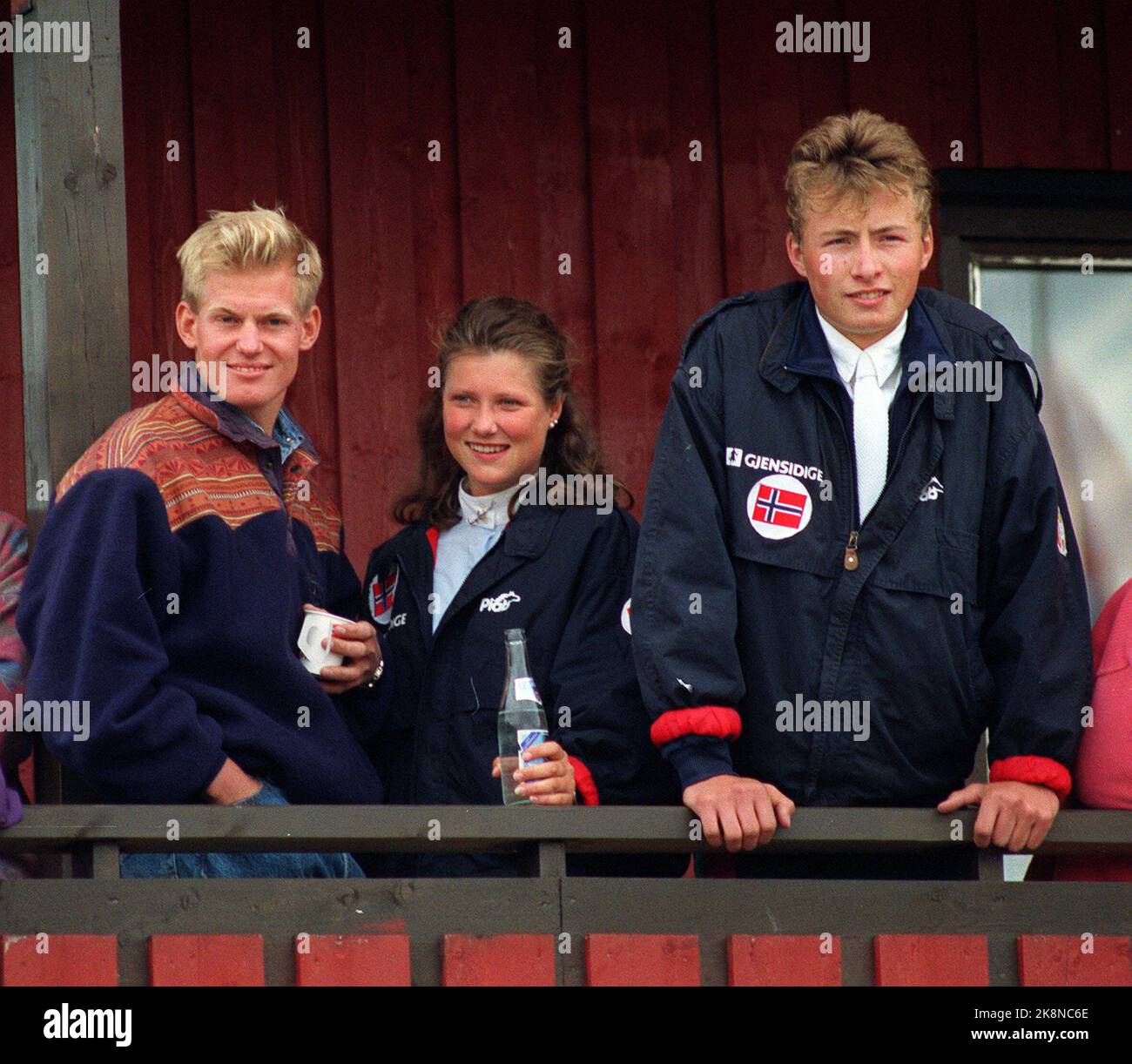 Trondheim 19910901: Princess Märtha Louise with his girlfriend, folding ...
