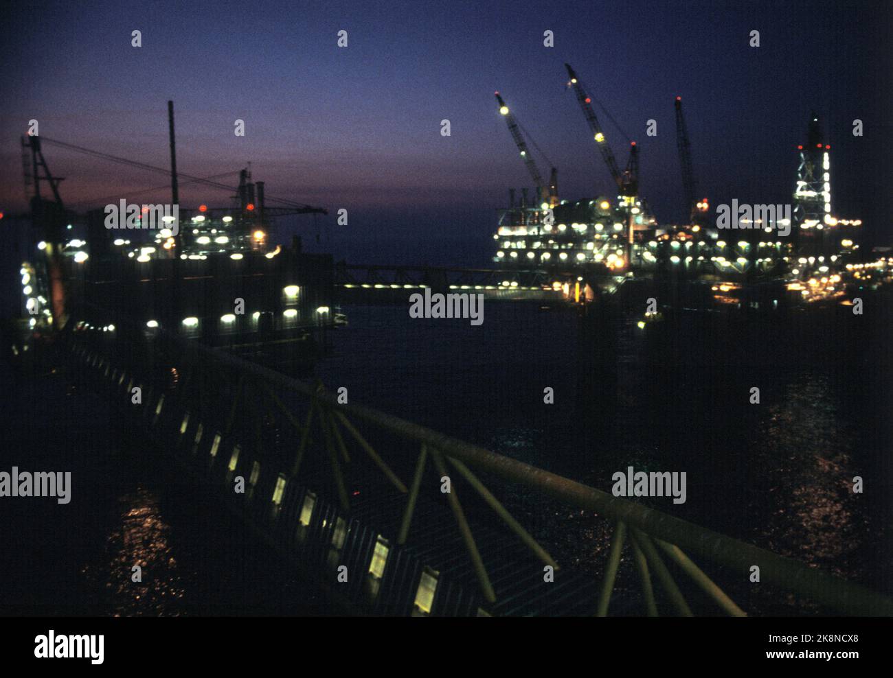 North Sea 19780508: The Frigg field. Oil fields. Night image of oil ...