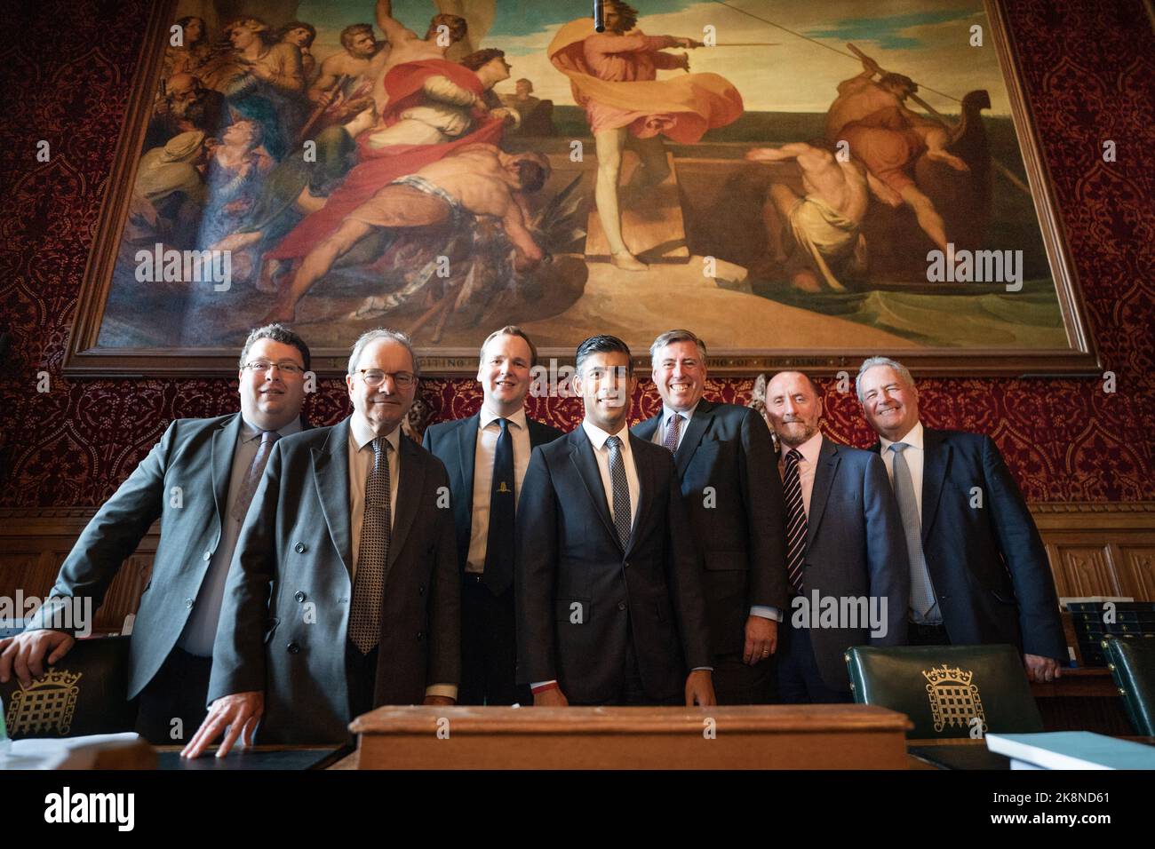 Rishi Sunak (centre) meeting with members of the 1922 Committee in the ...