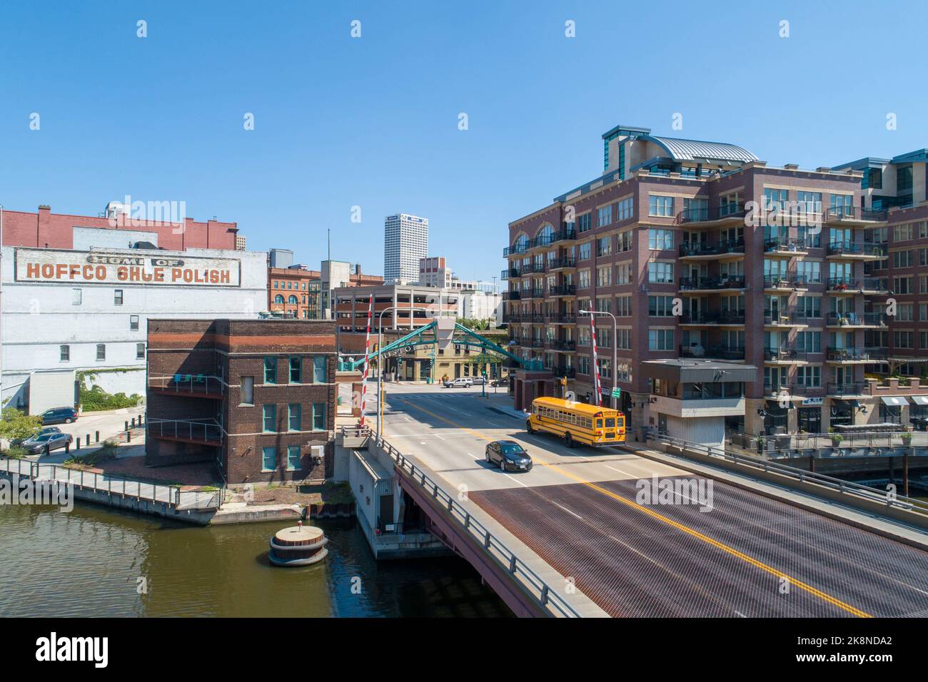 A scenic view of the Downtown Milwaukee Wisconsin buildings and sites ...