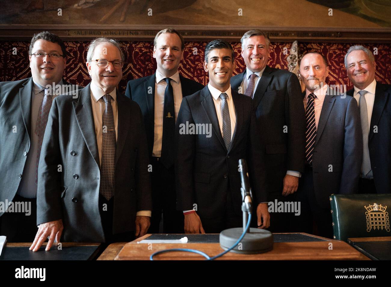 Rishi Sunak (centre) meeting with members of the 1922 Committee in the ...