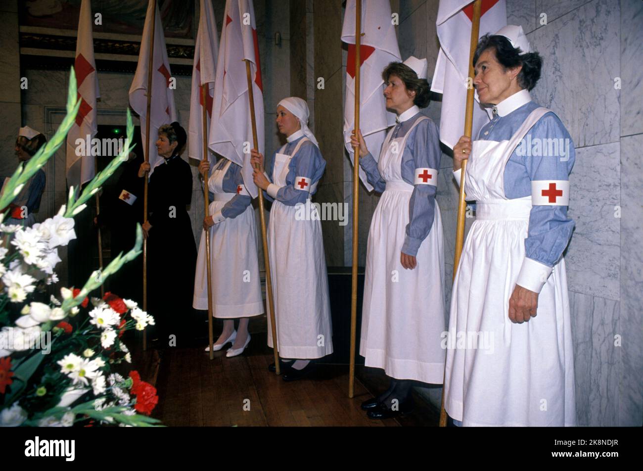 Oslo 19900922 - The Norwegian Red Cross celebrates 125 years. Nurses in ...