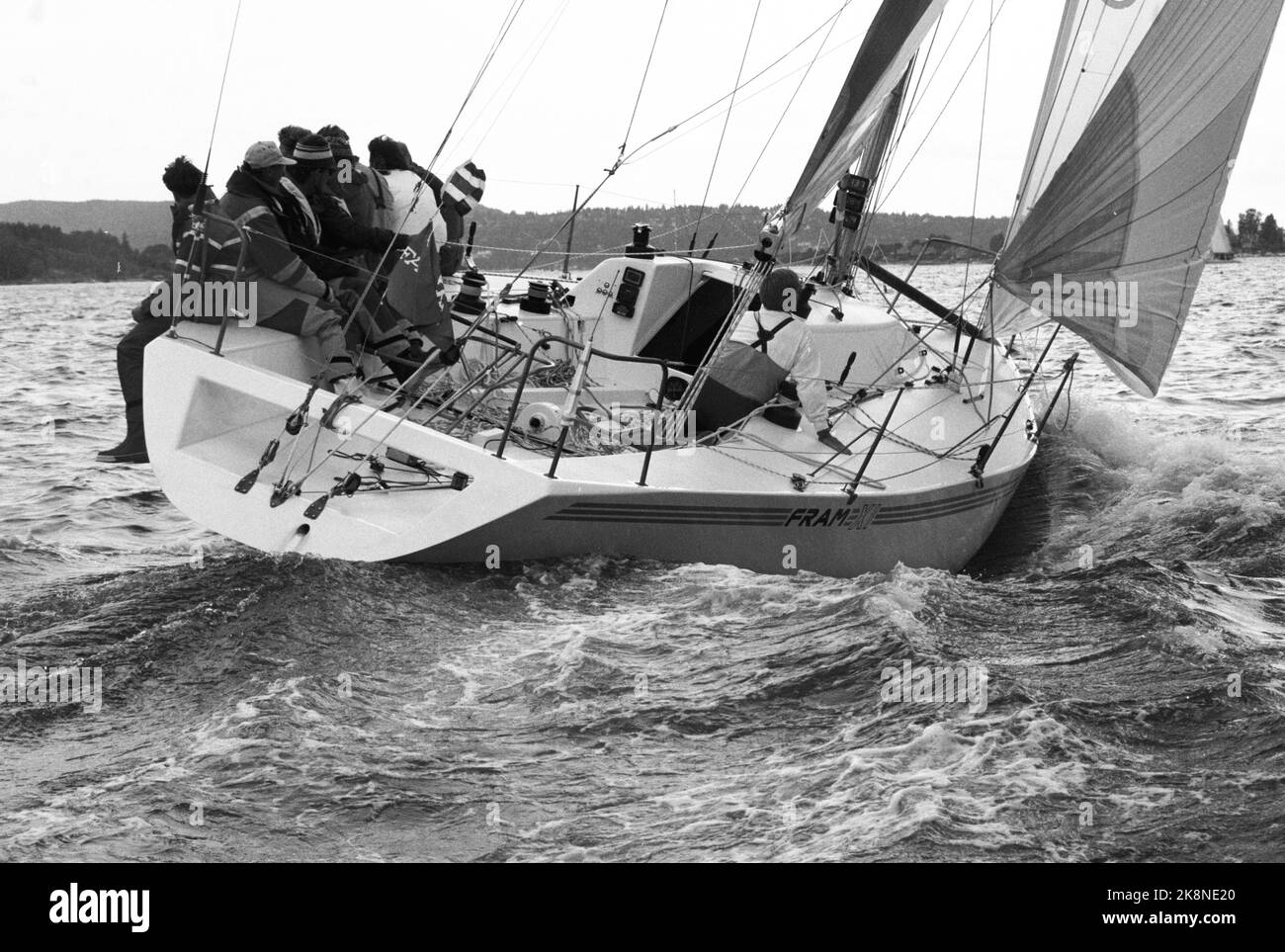 Oslo 19890609. Crown Prince Harald participates in the Færderseilasen ...