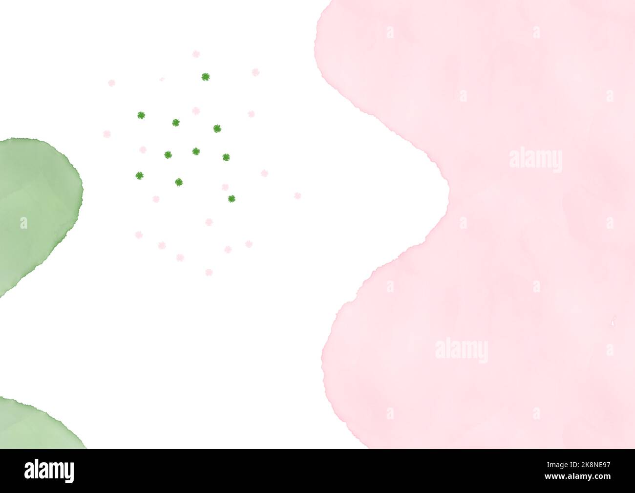 A digital art of a wallpaper design with green and pink watercolors ...