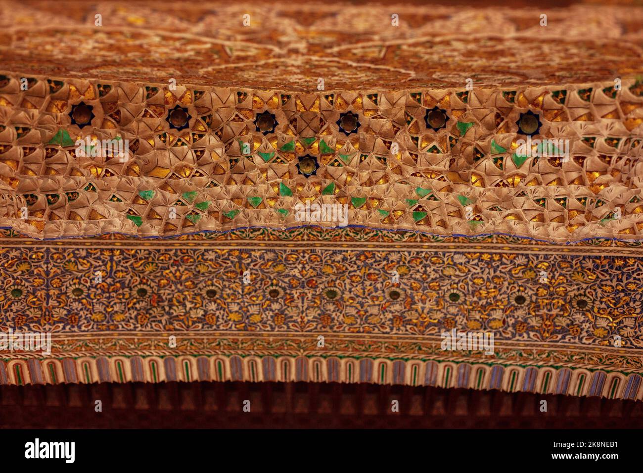 A closeup of a colorful wall with an Arabic pattern Stock Photo - Alamy