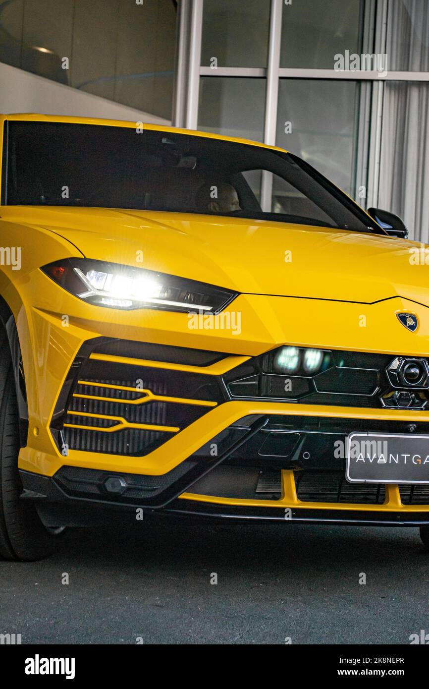 A Lamborghini Urus Front view with headlights On Stock Photo - Alamy