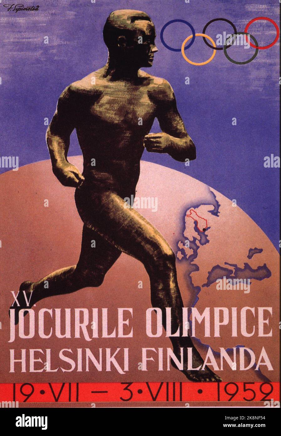 Poster. Olympics in Helsinki 1952 Stock Photo - Alamy
