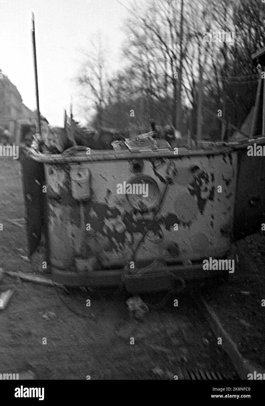 WW2 Oslo 19441231 The bomb attack on Oslo. Here the remains of a bombed ...