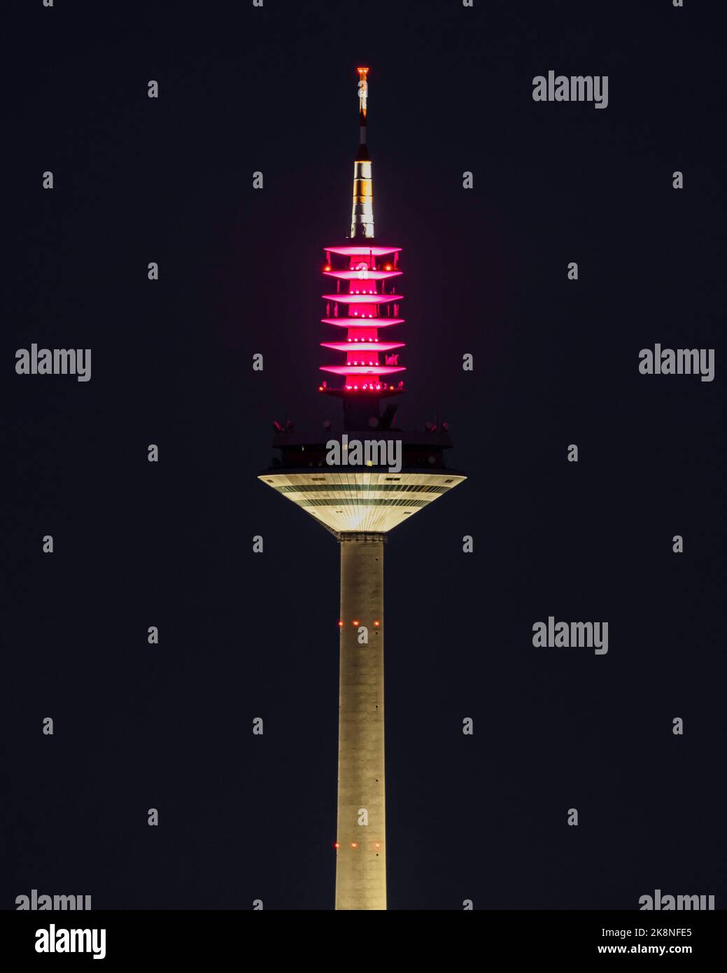 A vertical of the high telecommunication tower Europaturm in Frankfurt ...
