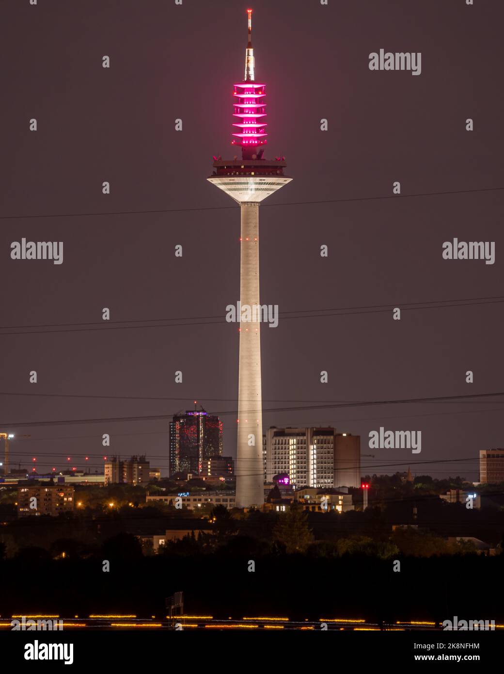 A vertical of the high telecommunication tower Europaturm in Frankfurt ...