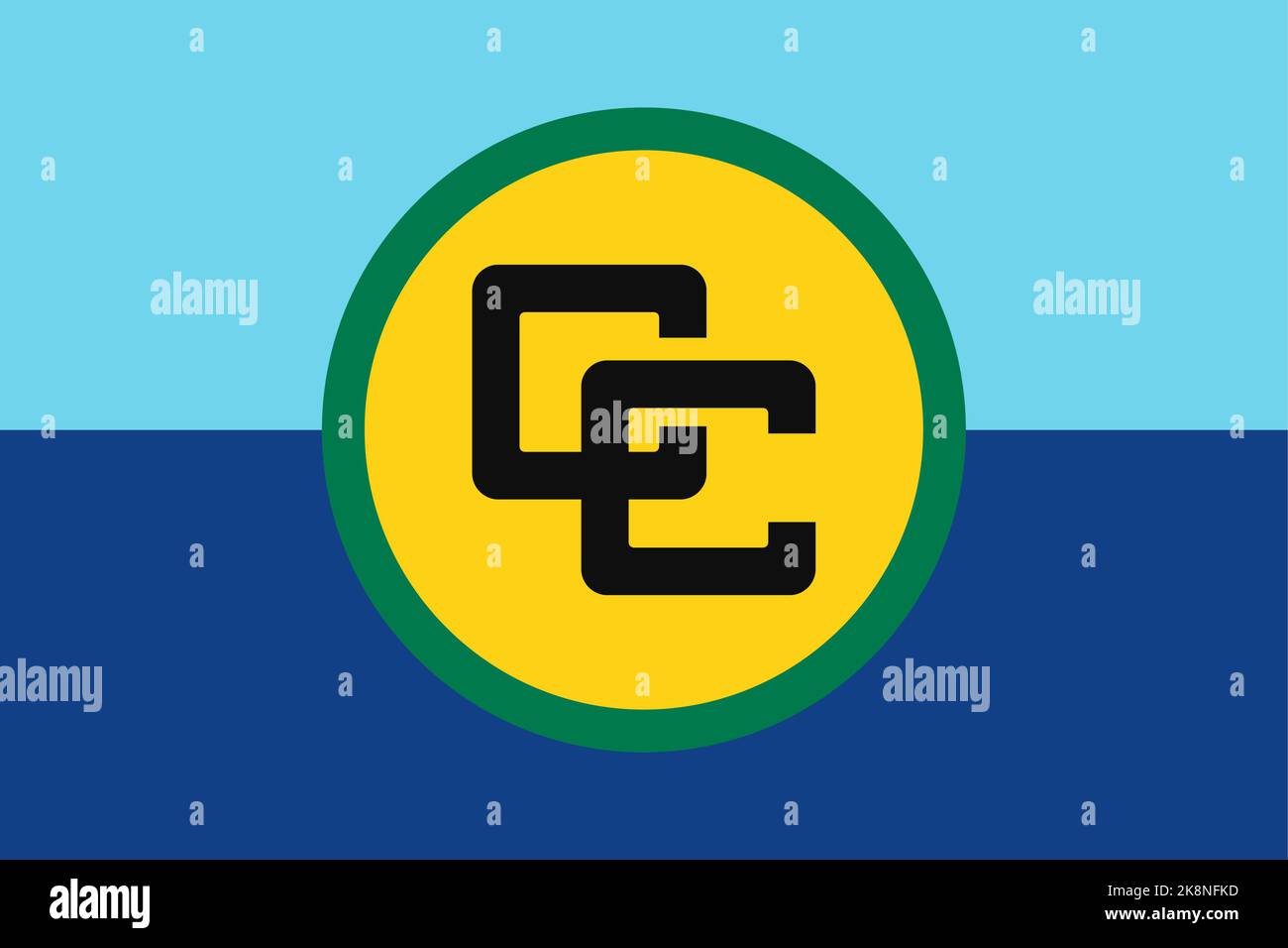 Flag of Caribbean Community (CARICOM or CC), blue, yellow, black, green ...