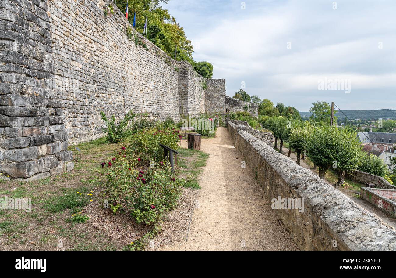 The Castle Walls and entrance path, Chateau Thierry, France Stock Photo ...