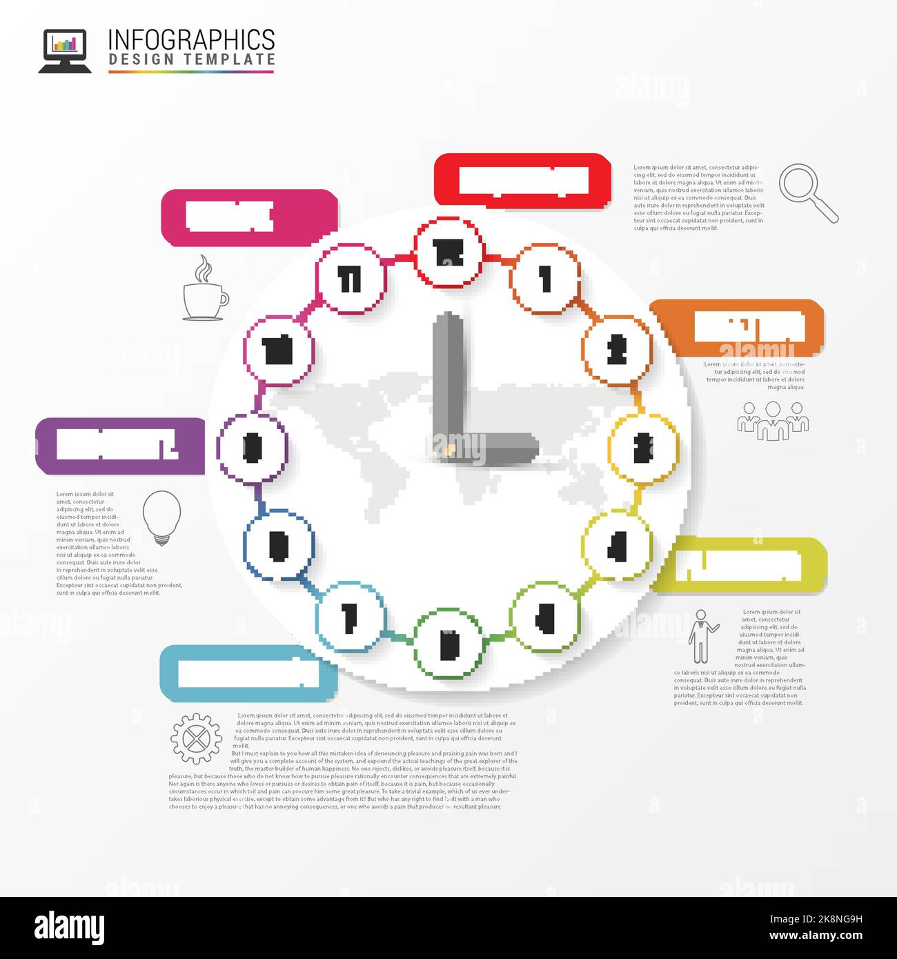 Modern work time management planning infographics. Vector illustration ...