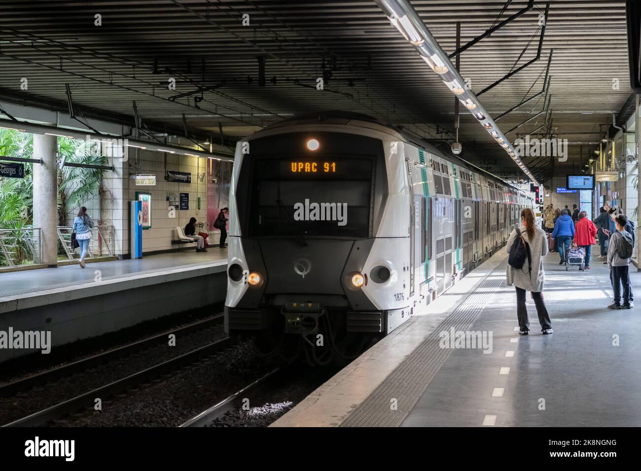 RATP - RER double decker train arriving at Bussy St George Station on ...
