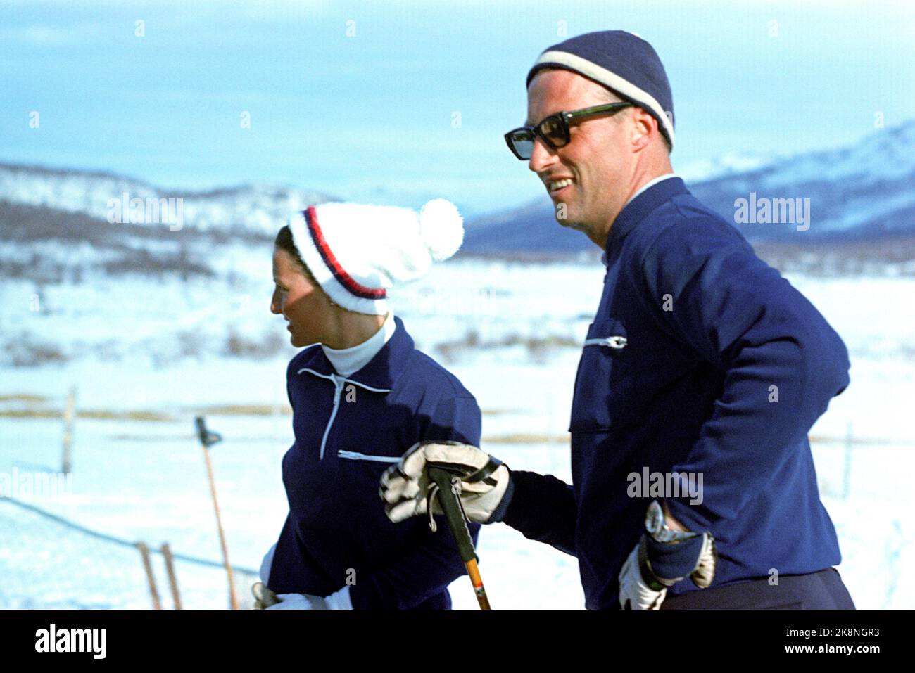 Sikkilsdalen. Easter 1968. Sonja and Crown Prince Harald photographed ...