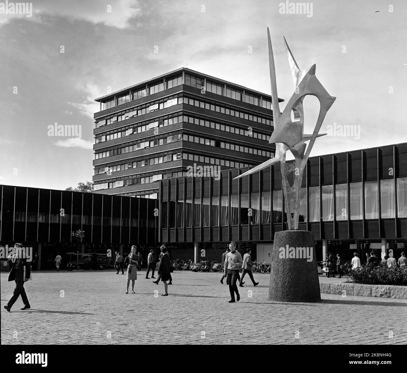 Oslo September 1966. The University of Blindern with the sculpture Air ...