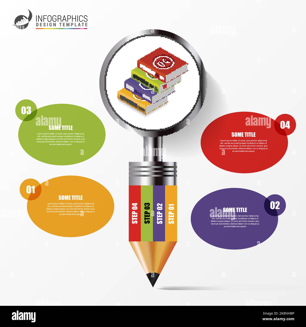 Education pencil concept. Infographics design template. Vector ...