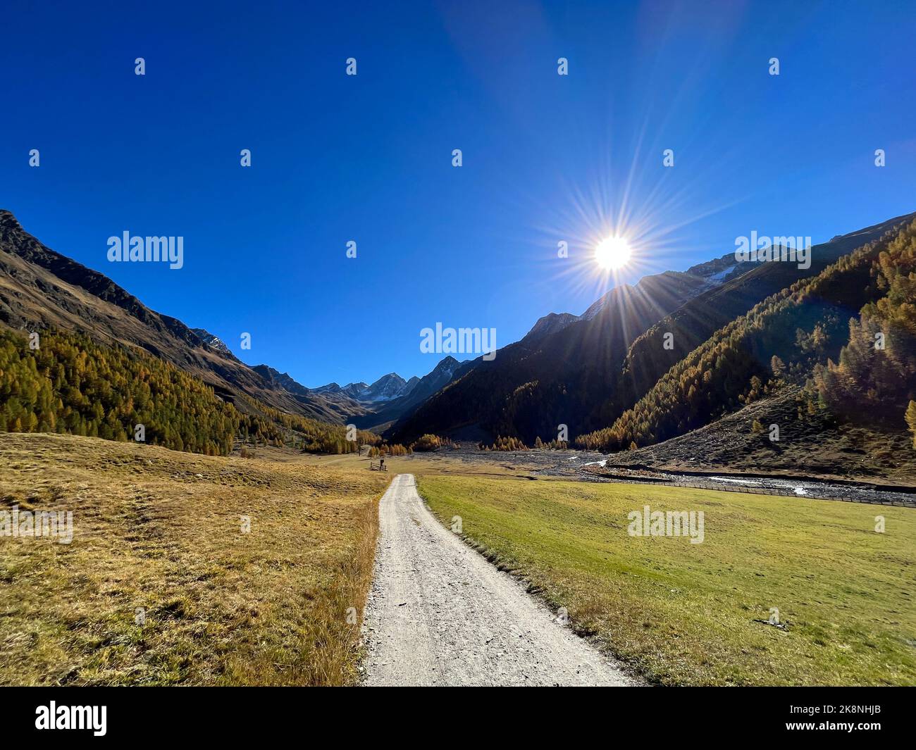 Hiking trail in South Tyrol Pfossental Stock Photo - Alamy