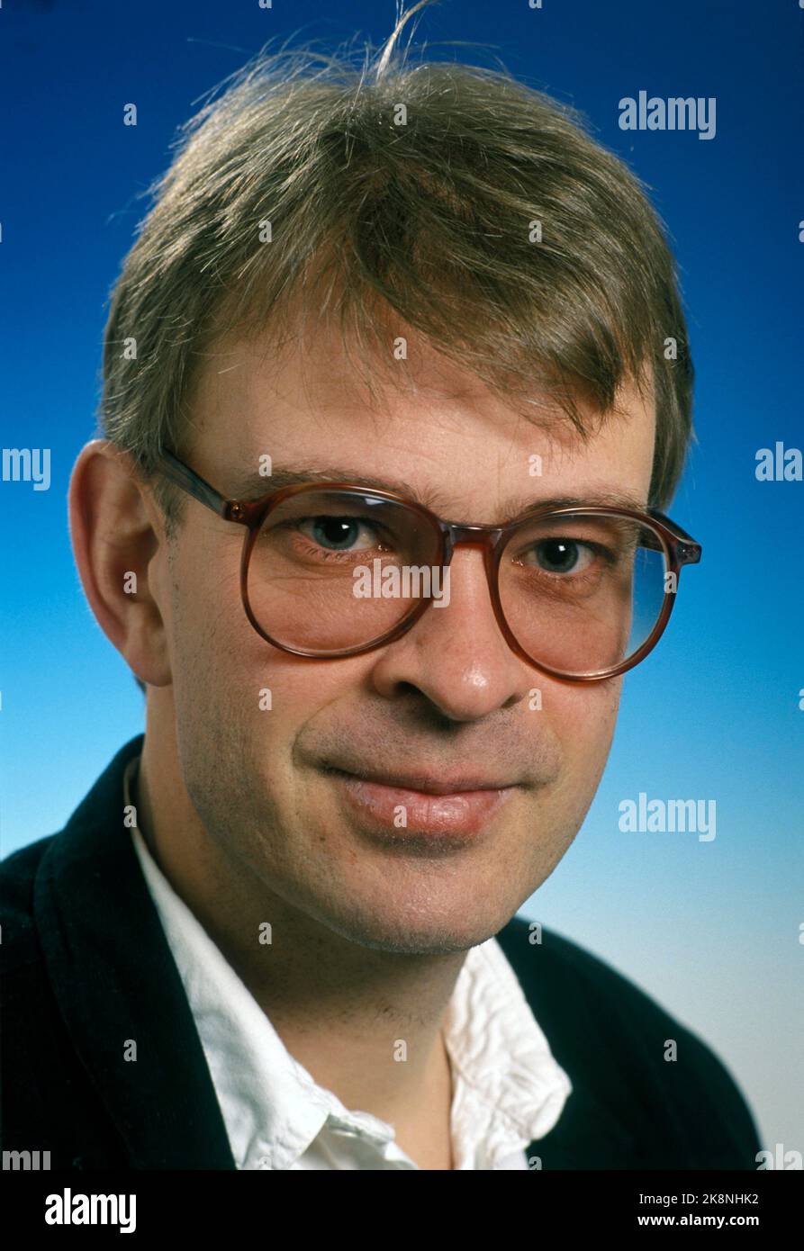 Oslo March 1990 Music journalist Stein Eide in NRK P2. Photo: Anne Liv ...