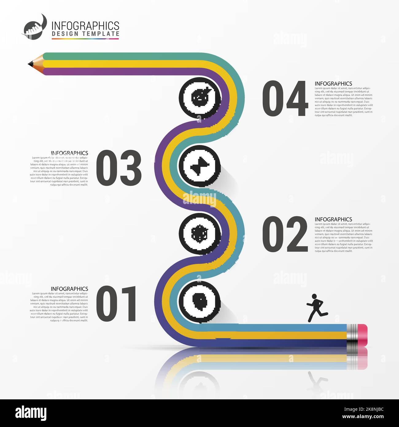 Education pencil. Infographics design template. Timeline concept ...