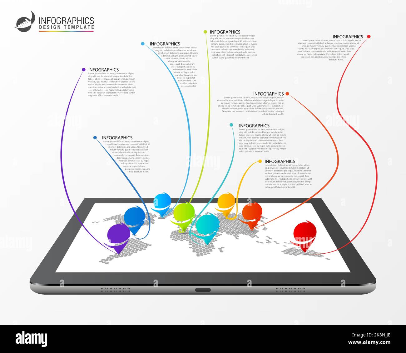 Modern world map connection concept. Infographic template. Vector ...