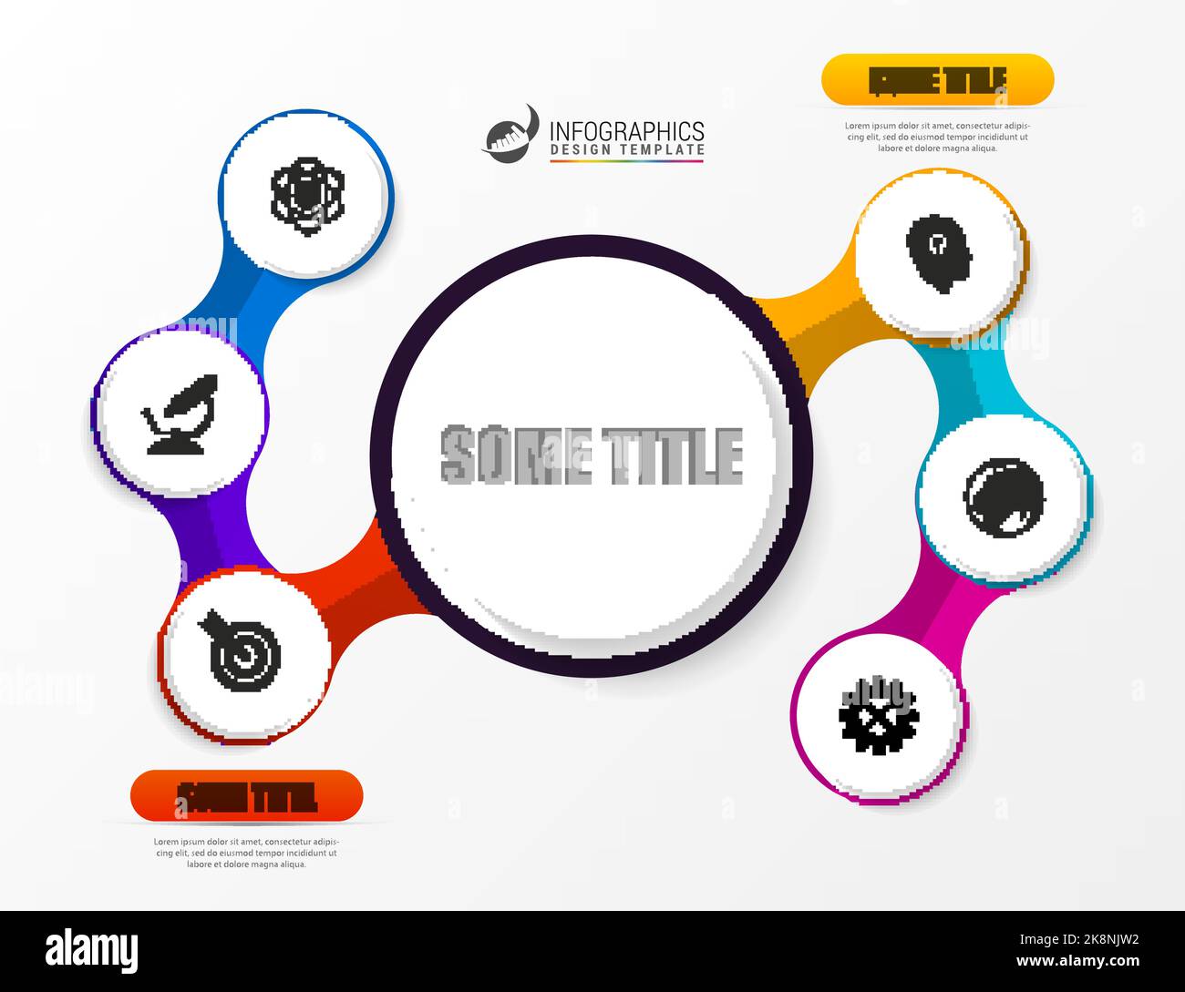 Six steps elements bubble chart. Infographic template. Vector ...