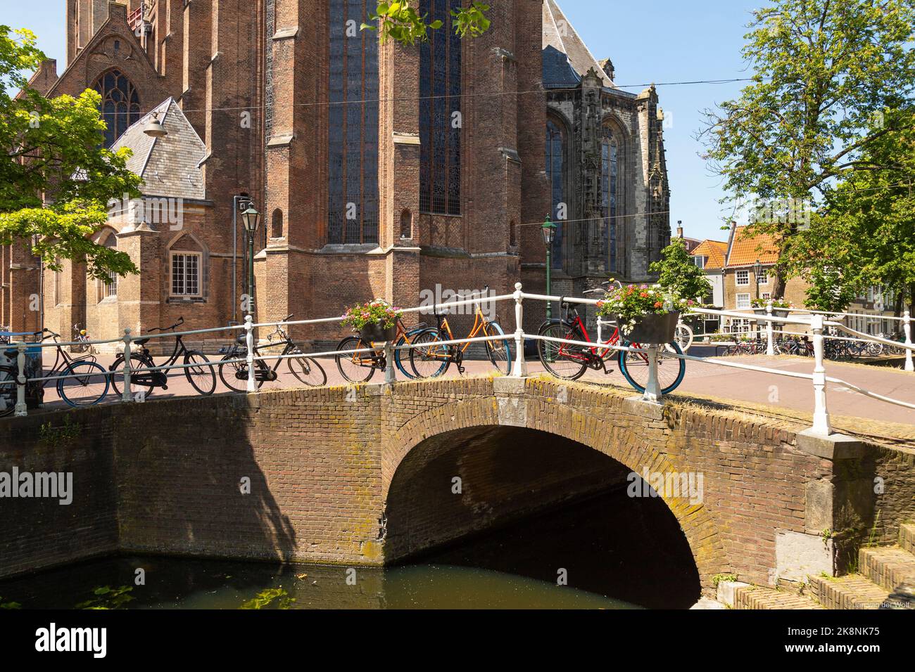 Center of the picturesque medieval Dutch student city of Delft Stock ...