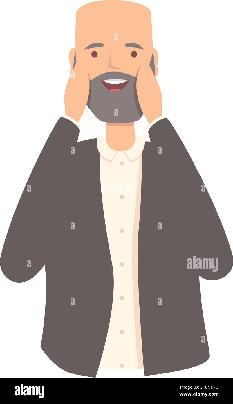 Positive beard man icon cartoon vector. Happy person. Man strong Stock ...