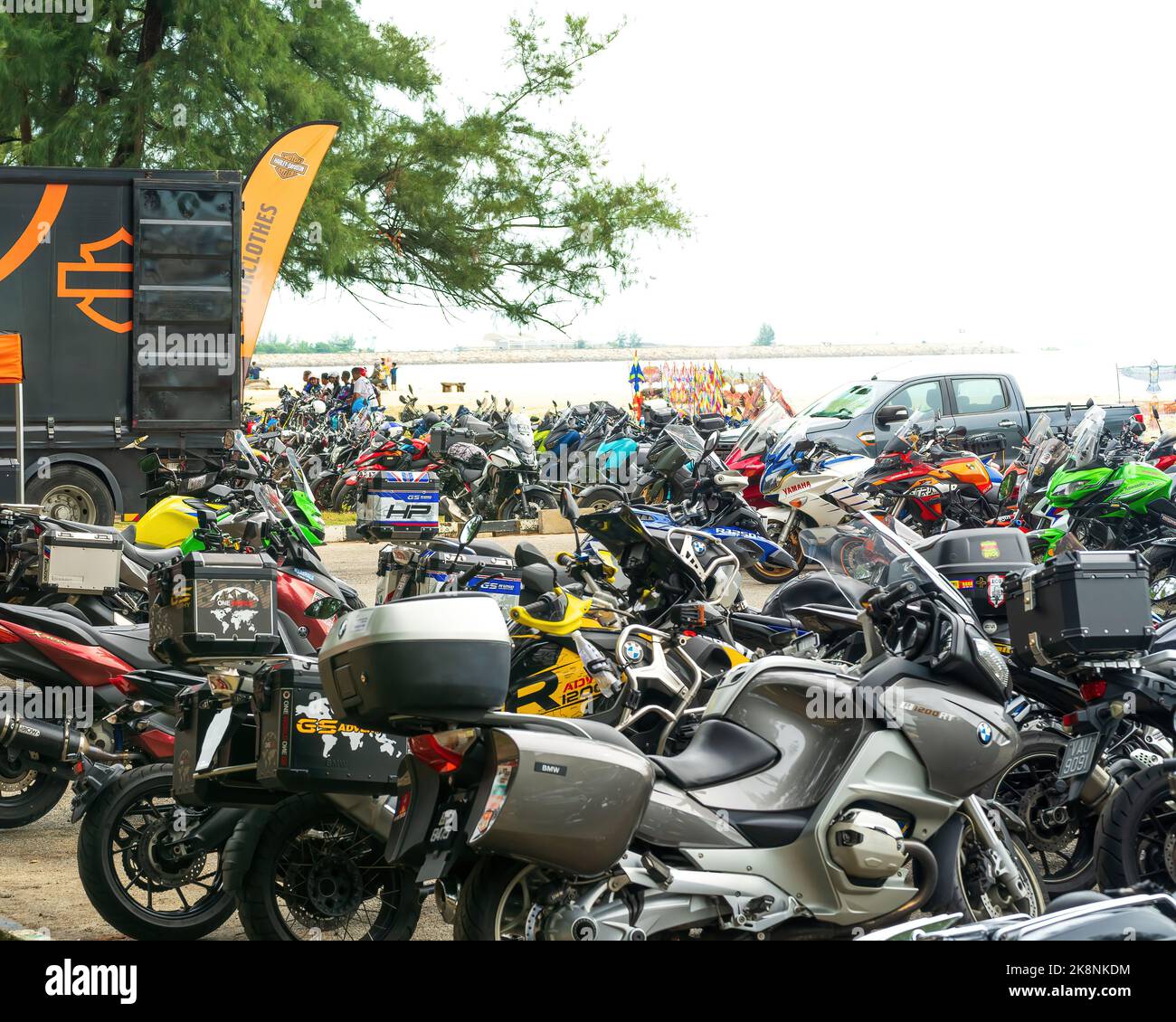 During Terengganu bike week events, motorcycles park along the roadside ...