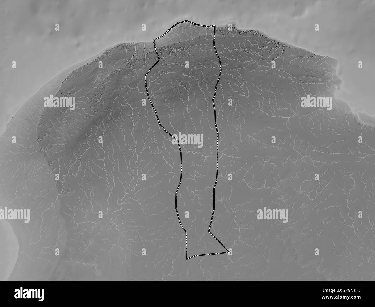 Al Jabal al Akhdar, district of Libya. Grayscale elevation map with ...