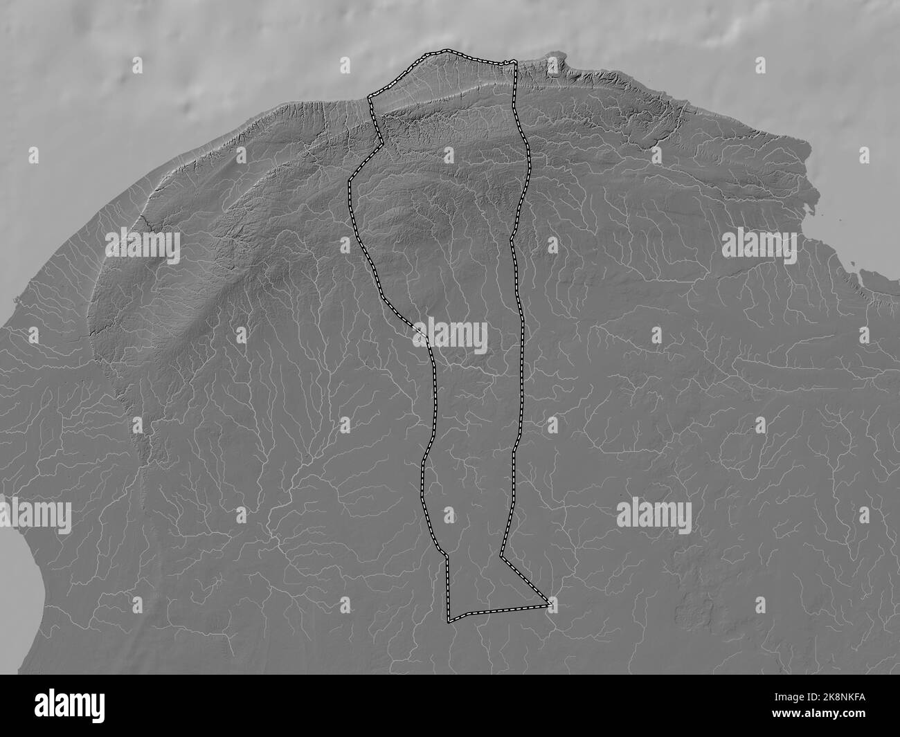 Al Jabal al Akhdar, district of Libya. Bilevel elevation map with lakes ...