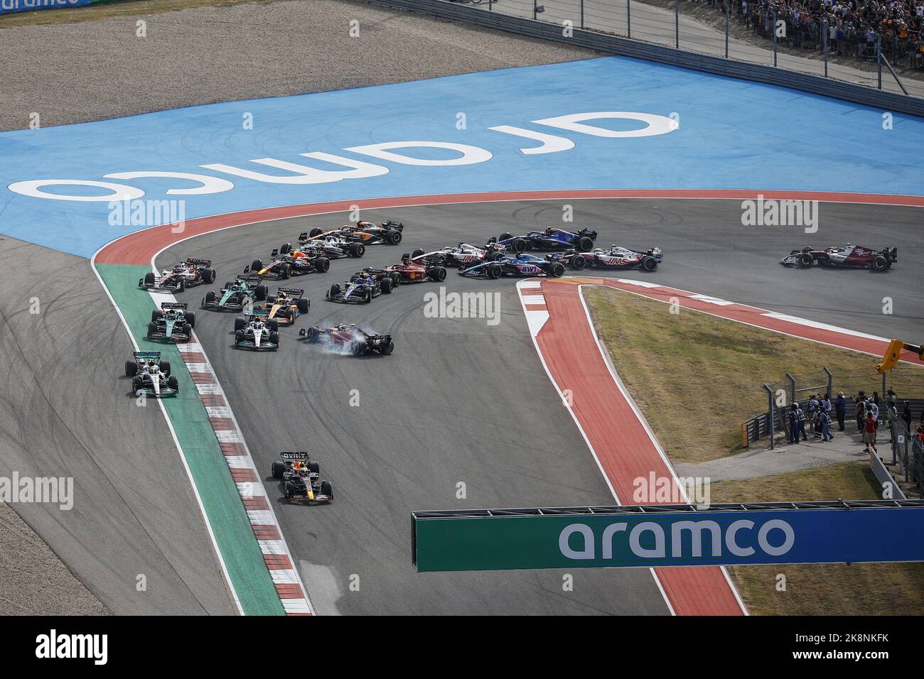 General view of Austin track, piste, spectators, fans start of the race ...