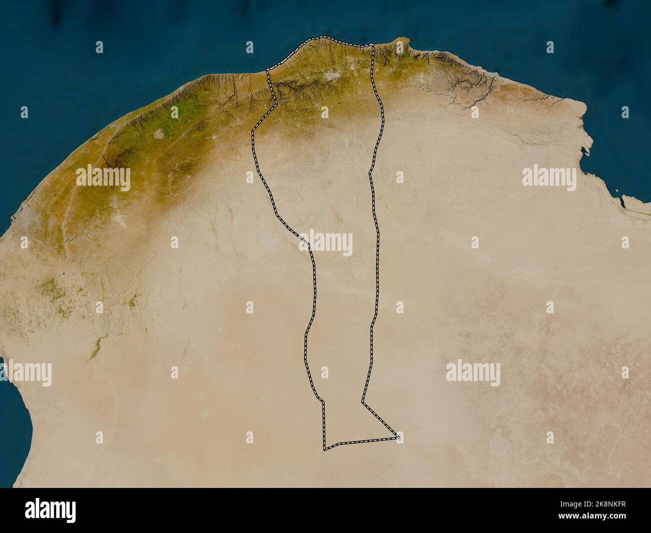 Al Jabal al Akhdar, district of Libya. Low resolution satellite map ...